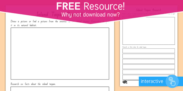 FREE! - Inland Taipan Worksheet / Worksheet to Support Teaching on ...