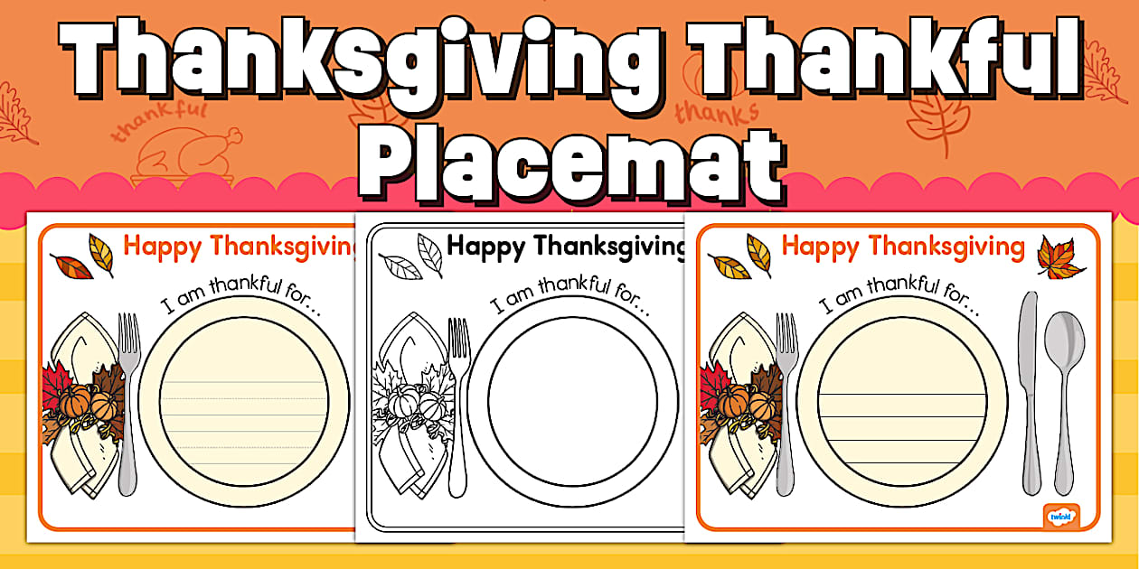 Thanksgiving Thankful Placemat