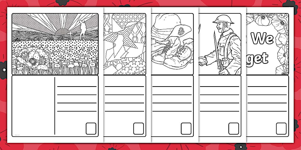Remembrance Day Postcards (Teacher-Made) - Twinkl