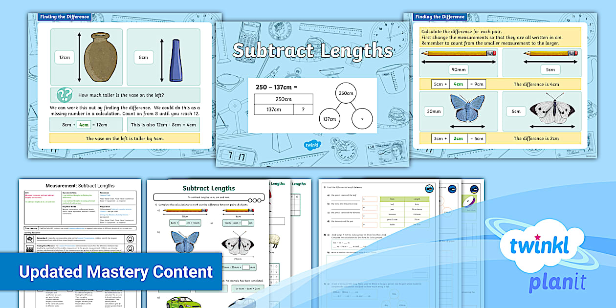 👉 Y3 Subtracting Lengths PlanIt Maths Lesson 6 - Twinkl