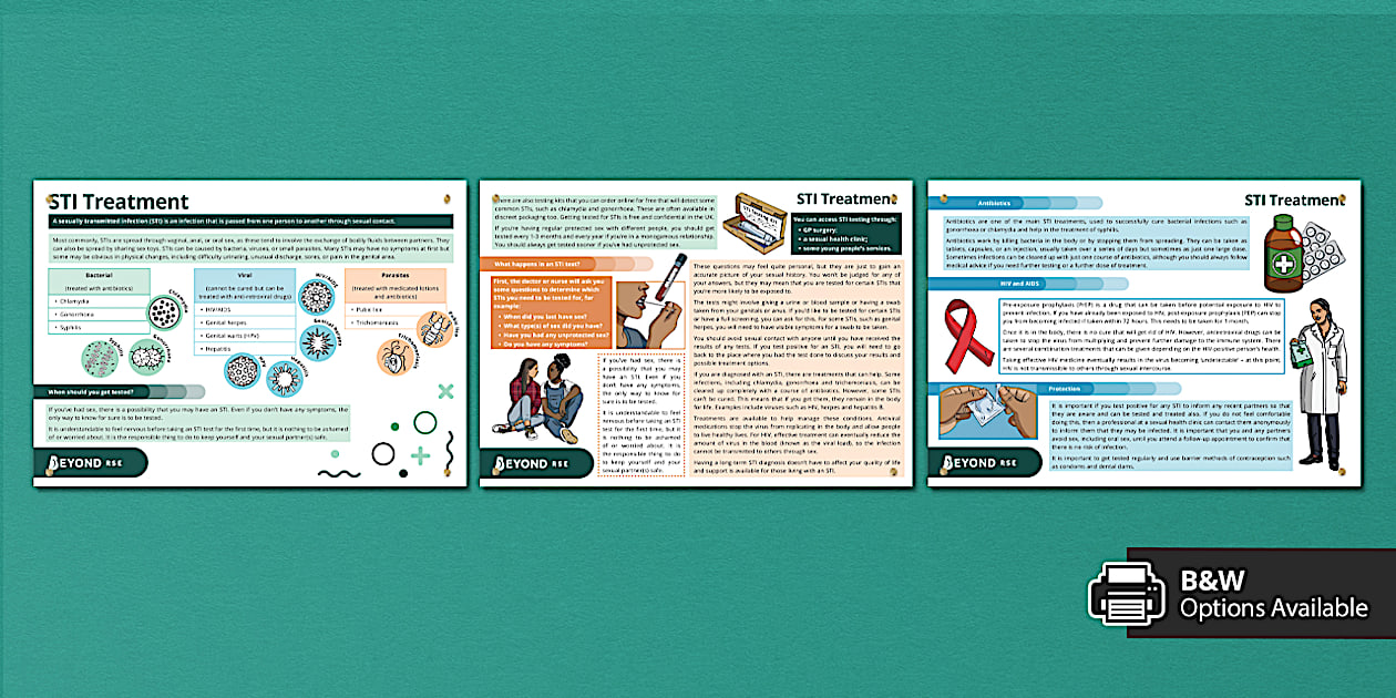 STI Treatment Information Sheets (teacher made) - Twinkl