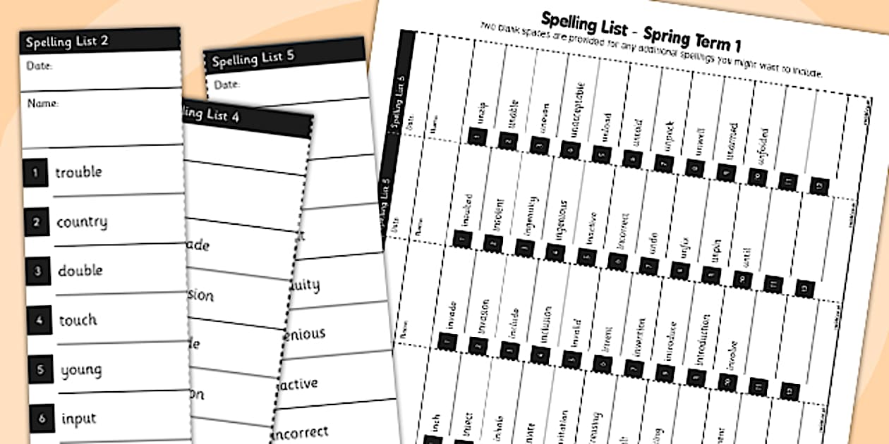 Editable Home Educators Spelling Lists Year 3 Spring 1
