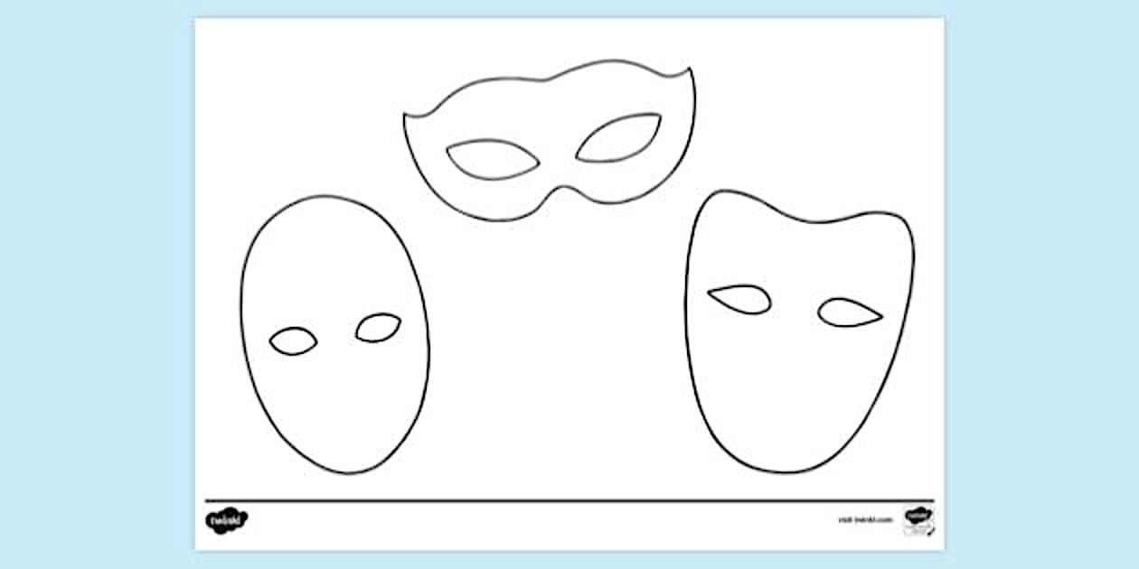 Masks Colouring Page | Colouring Sheets - Twinkl