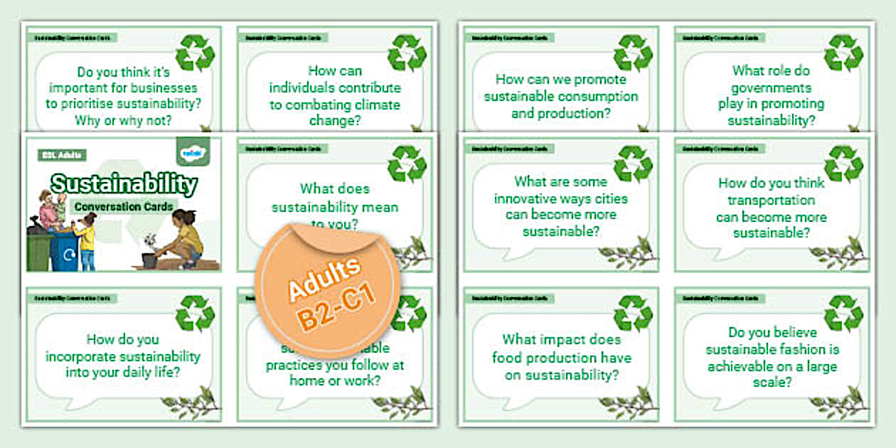 ESL Sustainability Conversation Cards [Adult, B2-C1]