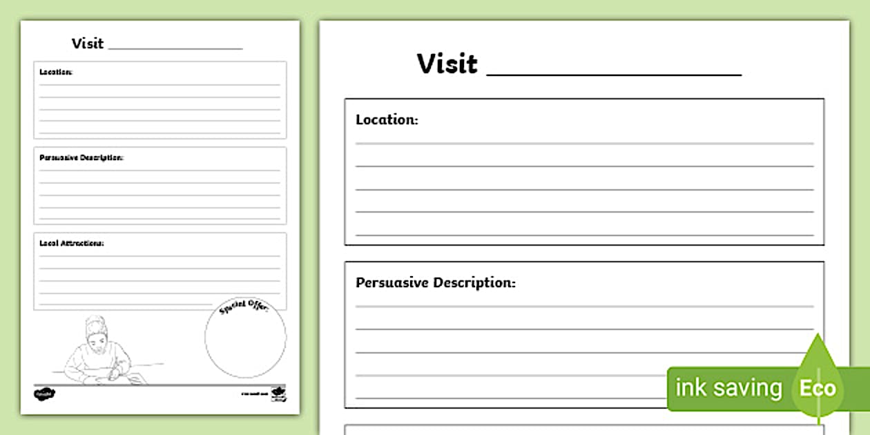 Persuasive Writing Holiday Destination Writing Frames
