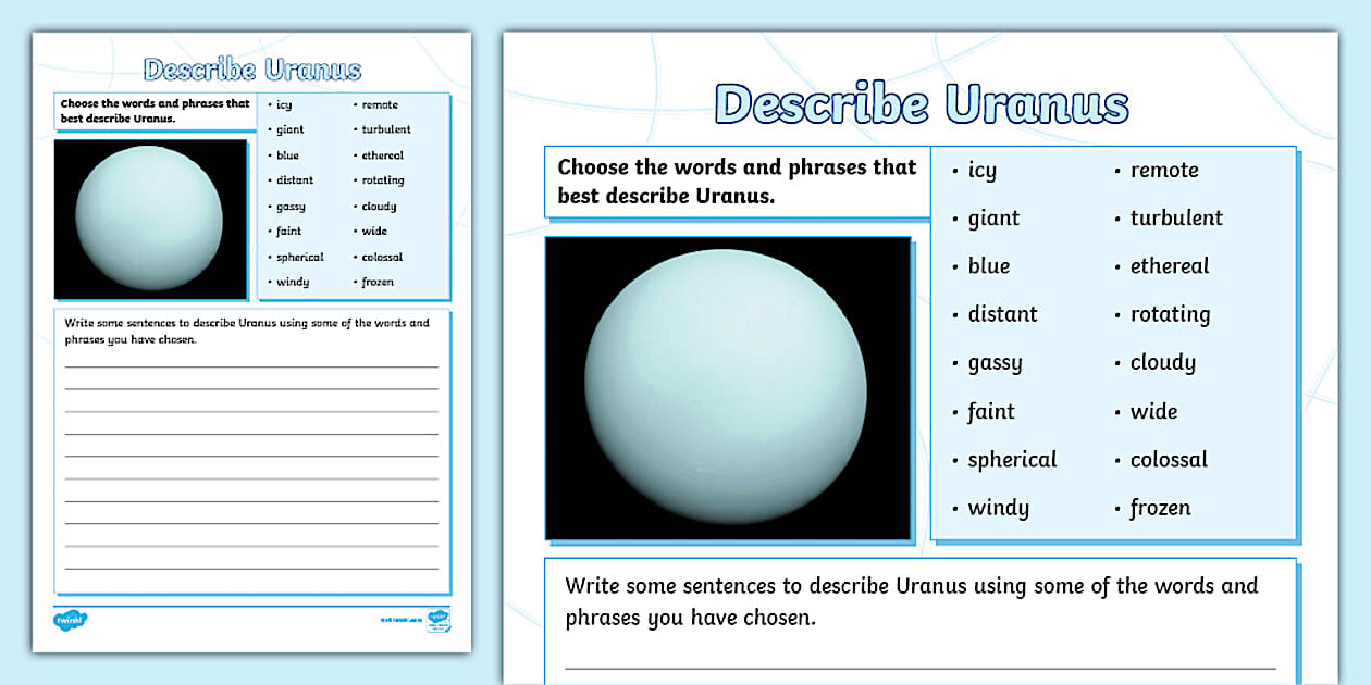 Describe Uranus Worksheet - Twinkl Planets (teacher made)