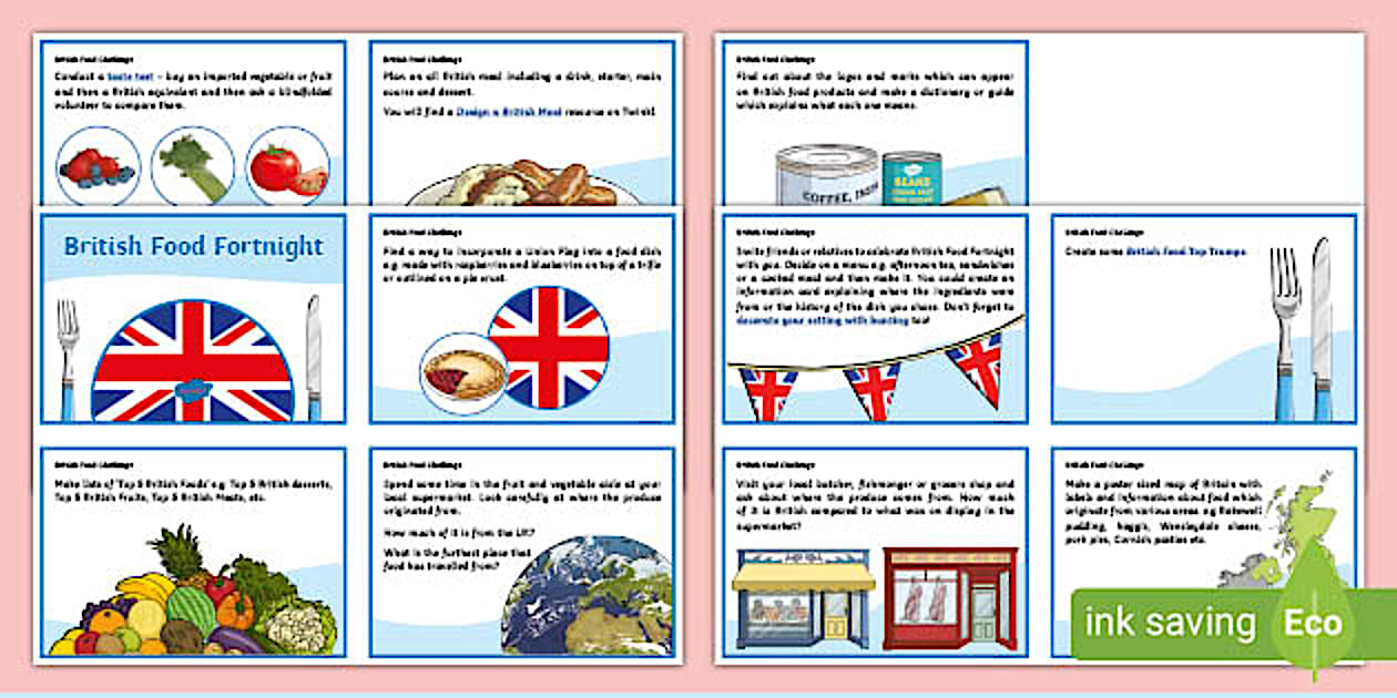 British Food Fortnight Challenge Cards - british food fortnight