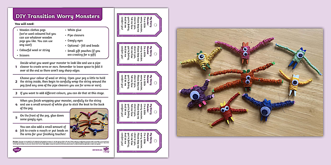 DIY Transition Worry Monsters Gift Pack - Twinkl