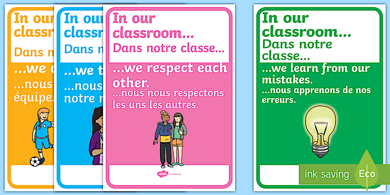 In Our Classroom Display Posters English/French - In Our Classroom Display