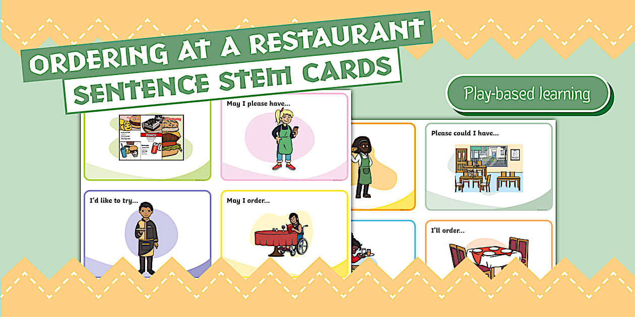 * NEW * Ordering at a Restaurant Sentence Stem Cards