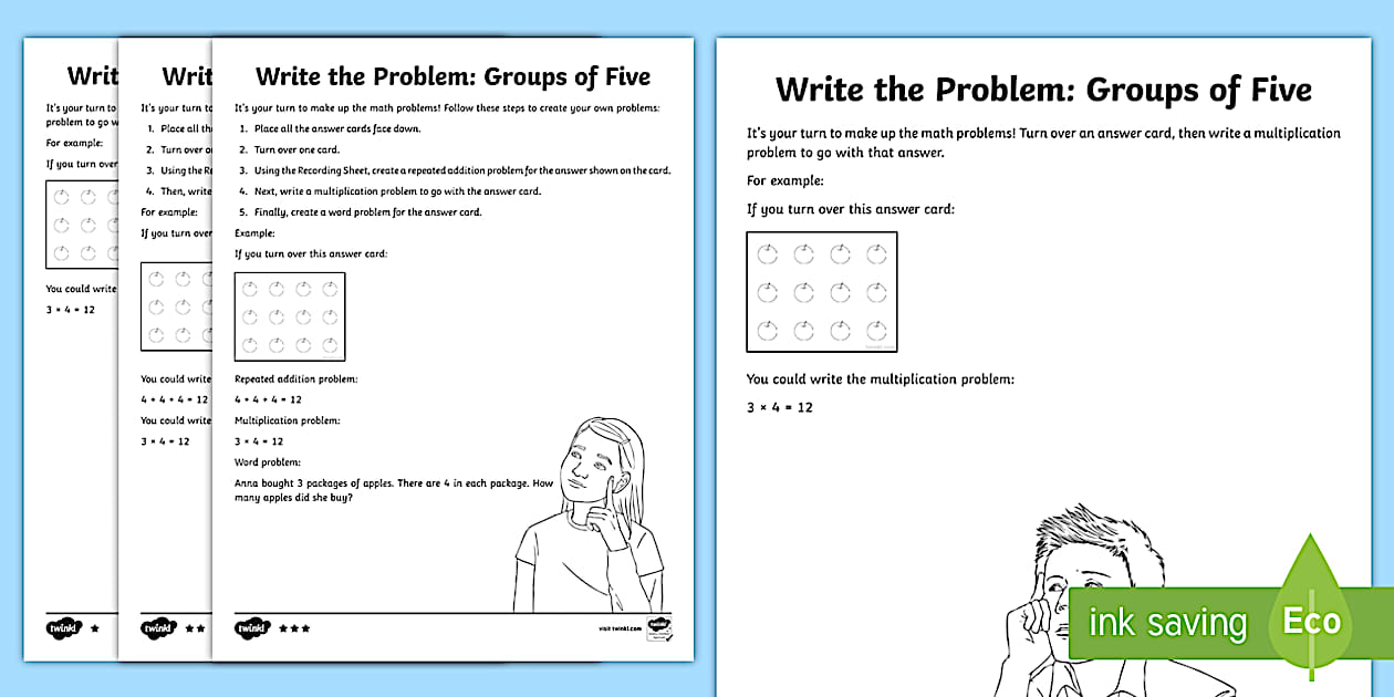 Write the Multiplication Problem: Groups of Five Activity