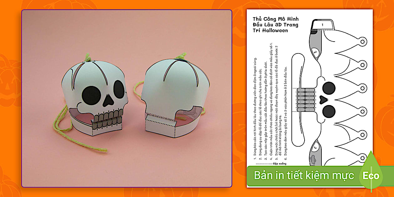 Thủ Công Mô Hình Đầu Lâu 3D Trang Trí Halloween