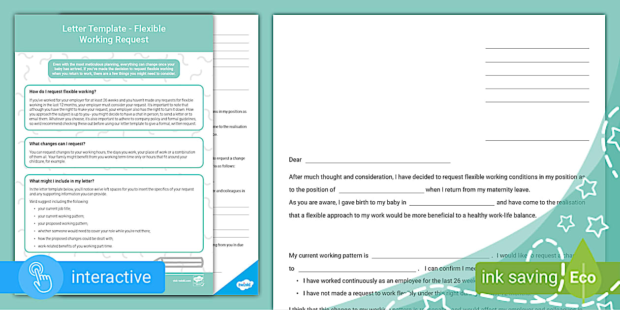 FREE! - Flexible Working Request Letter Template - Twinkl
