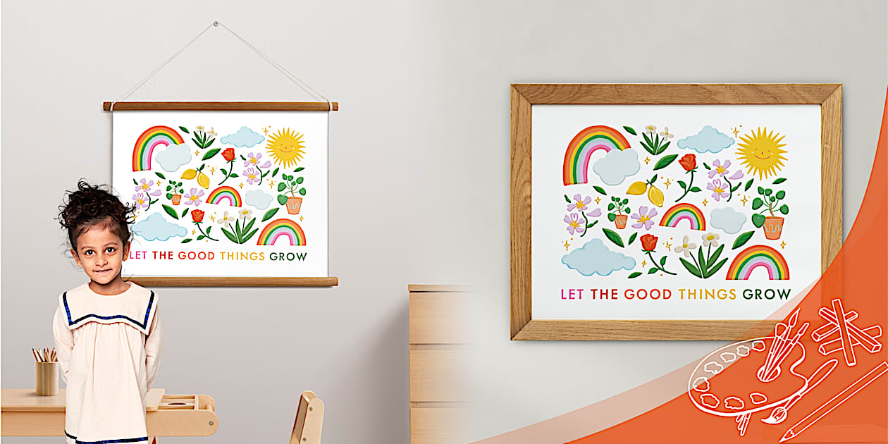 Let the Good Things Grow Rainbow Botanical-Themed Poster