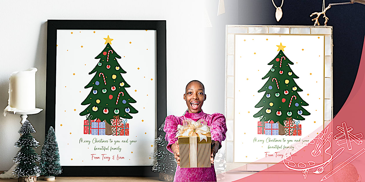 Personalised Christmas Tree Presents Editable Poster