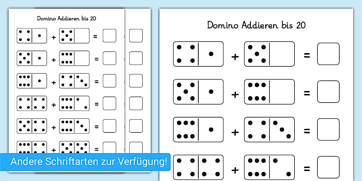 Domino: Addieren bis 20 - Arbeitsblatt (teacher made)