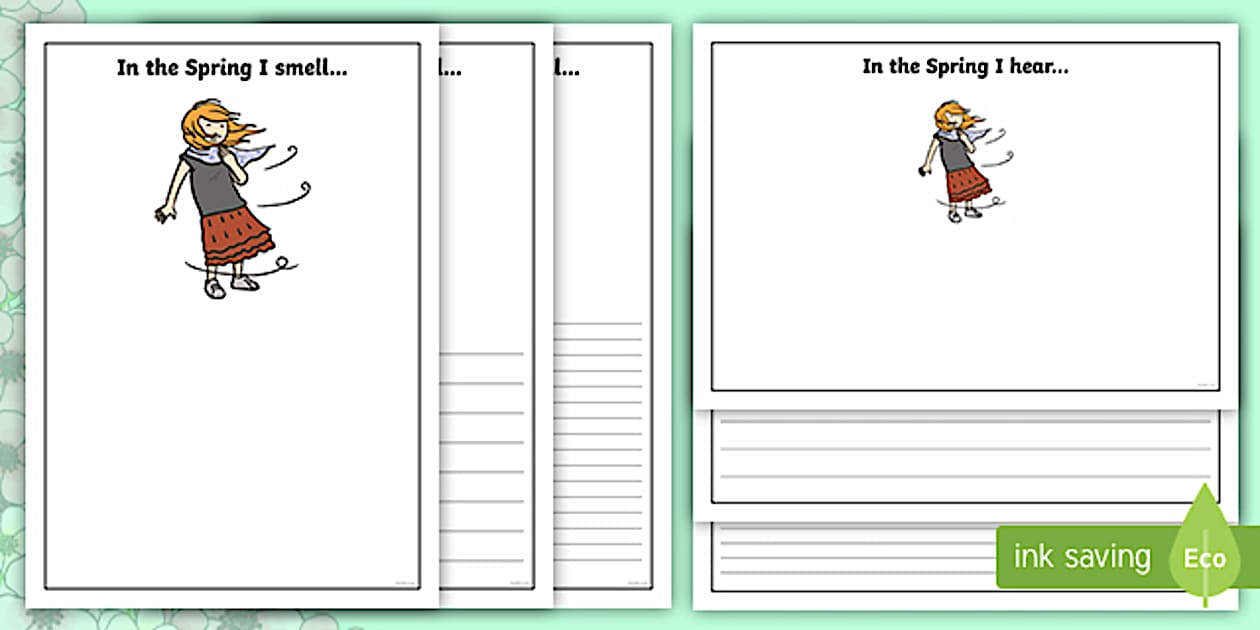 Black and White In the Spring I Smell... Writing Template