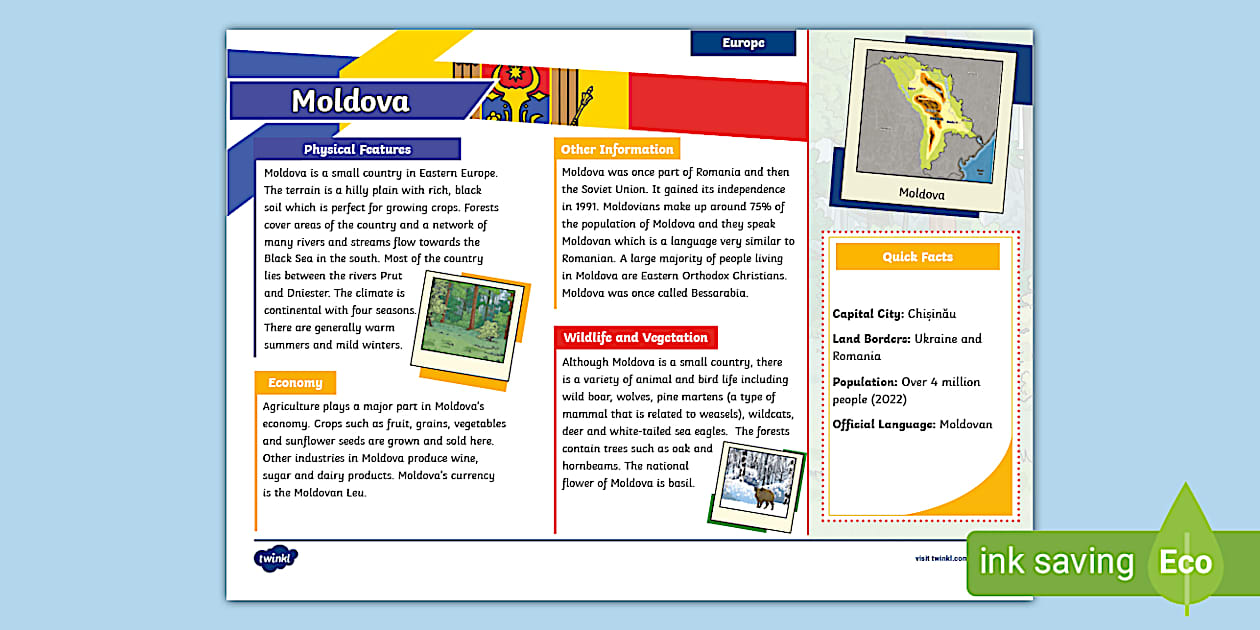 KS2 Moldova Fact File (profesor hizo) - Twinkl