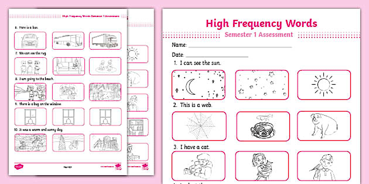 High Frequency Words Semester 1 Assessment - Twinkl