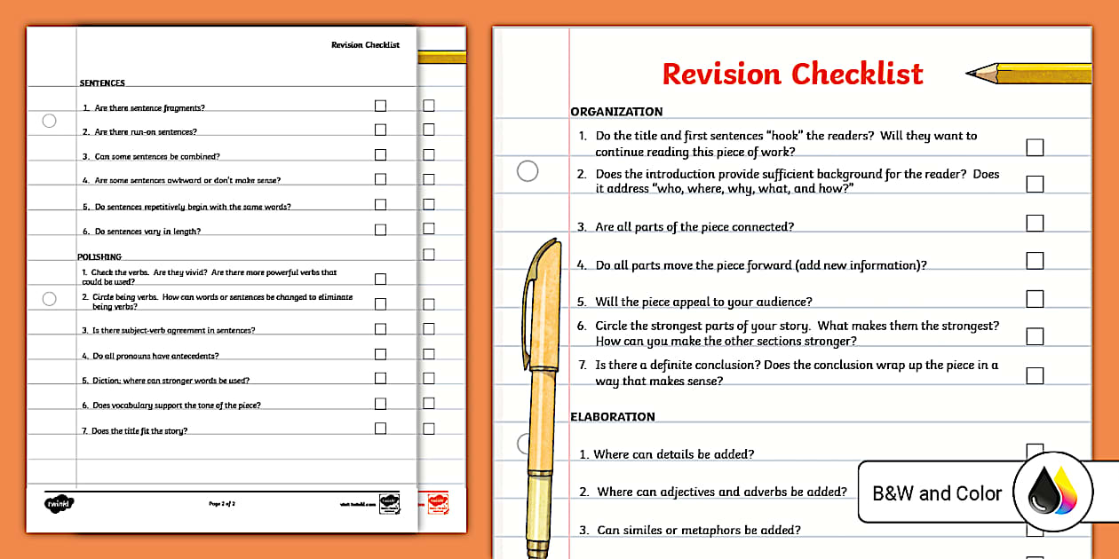 Eighth Grade Revision Checklist (teacher made) - Twinkl