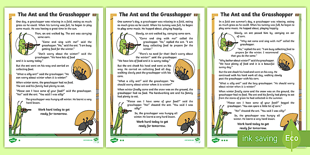 The Ant and the Grasshopper Story | Fables | Twinkl - Twinkl