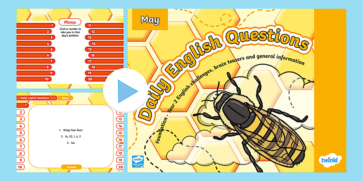 May Daily English Questions for Years F-2 - Primary Students