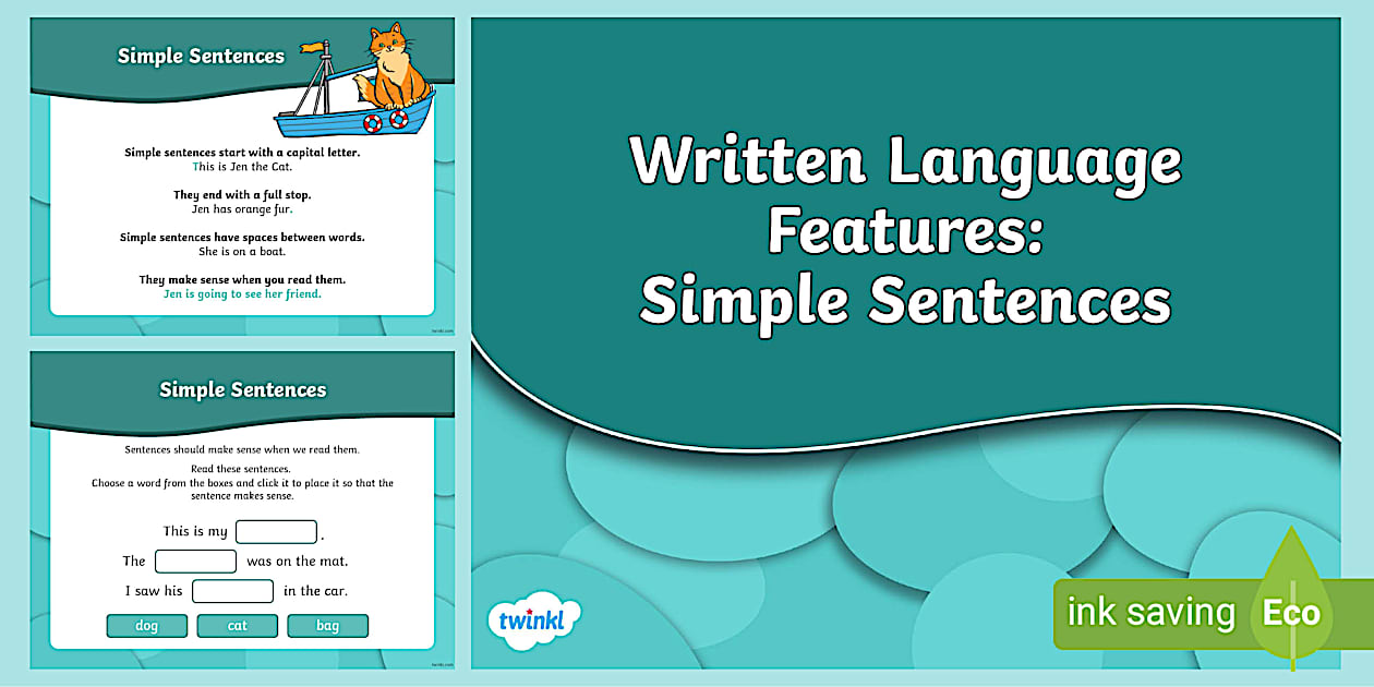 Written Language Features: Simple Sentences - Twinkl
