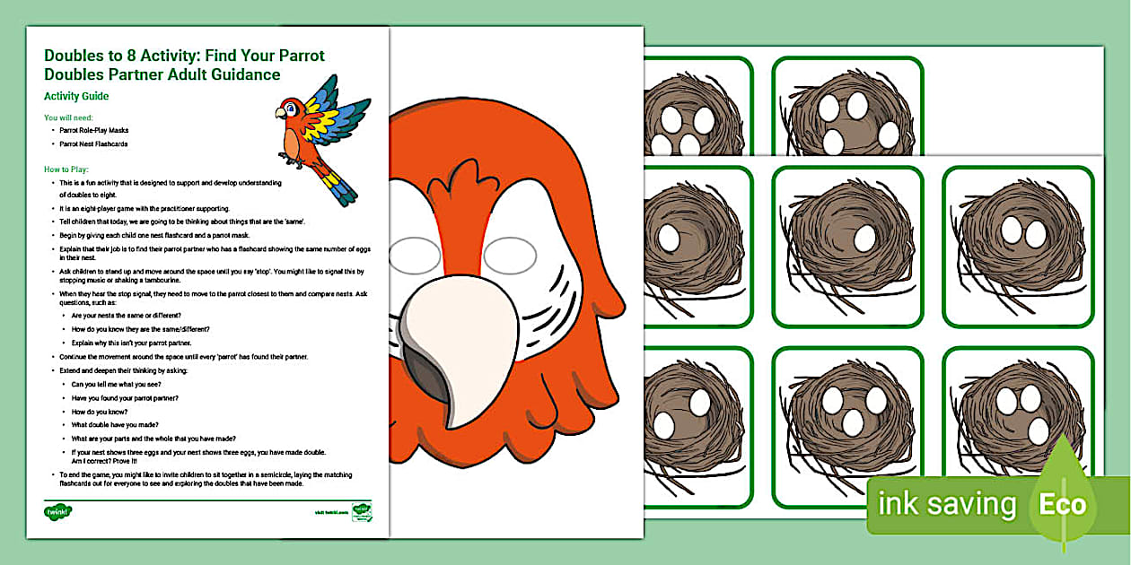 👉 Doubles to 8 Activity: Find Your Parrot Doubles Partner