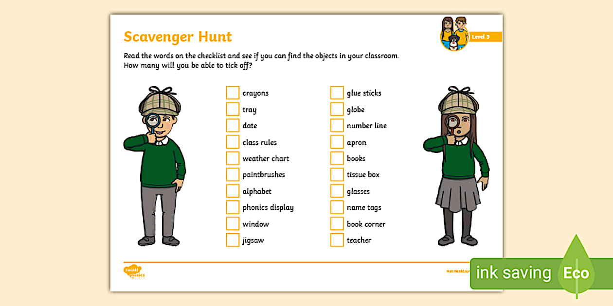 Level 5 Back to School Phonics Scavenger Hunt (teacher made)