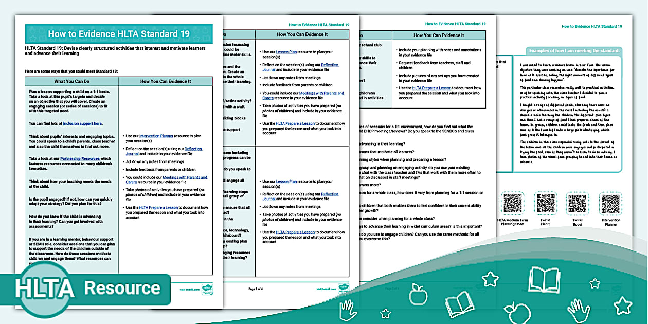 How to Evidence HLTA Standard 19 (Teacher-Made) - Twinkl