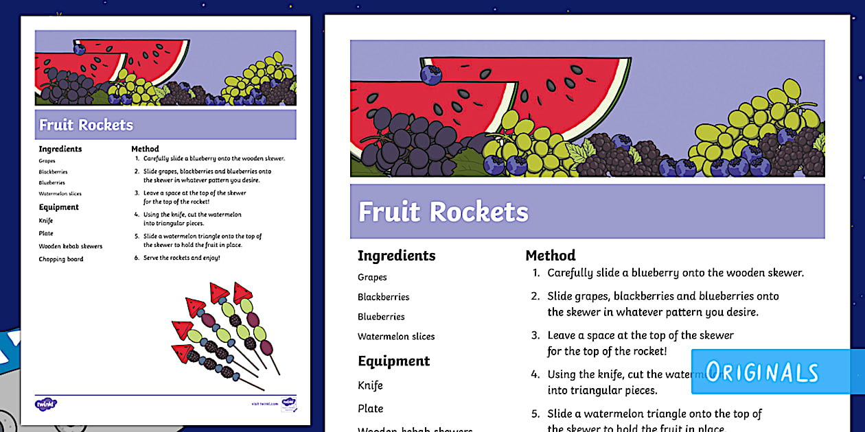 Back to Earth with a Bump Fruit Rockets Recipe - Twinkl