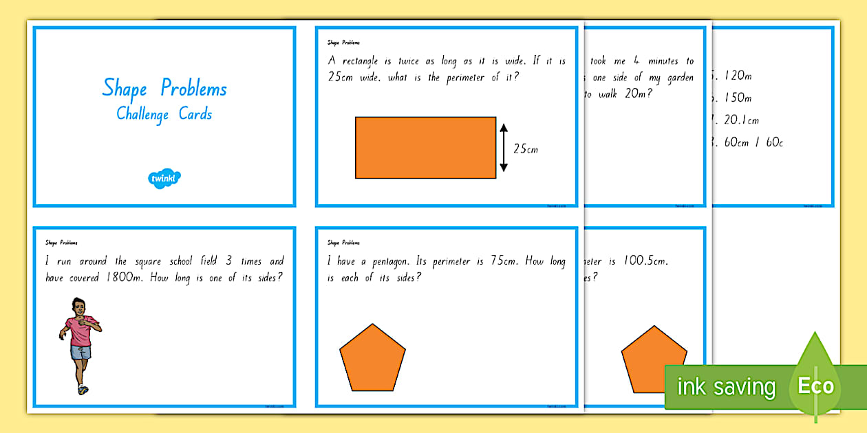 Geometry Word Problems Challenge Cards for revision | Twinkl