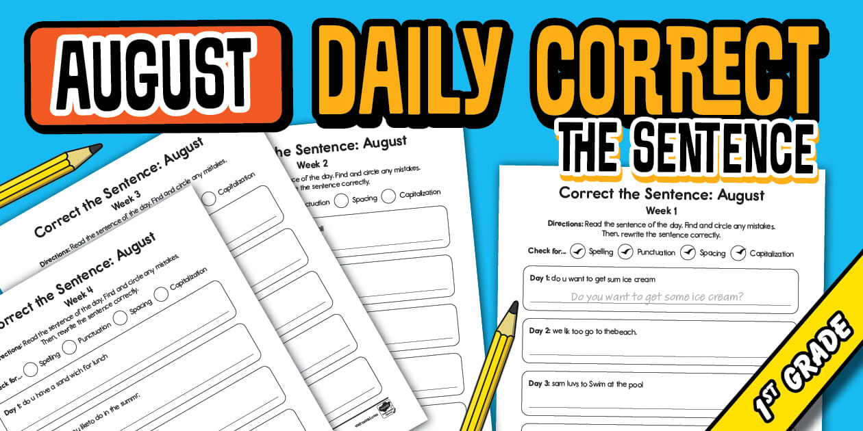 First Grade August Grammar Practice (teacher made) - Twinkl