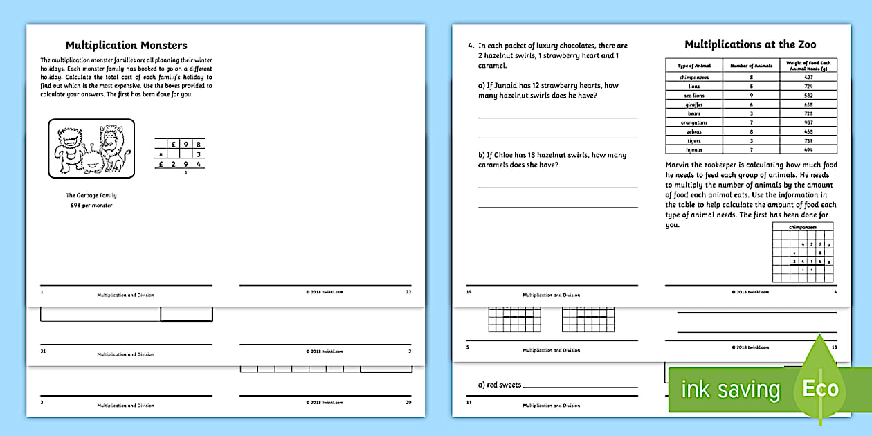 Year 4 Multiplication and Division Activity Booklet - Twinkl