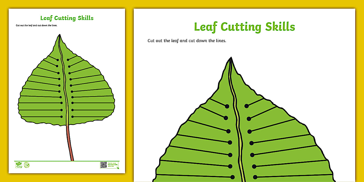 Leaf Cutting Skills Worksheet - Twinkl