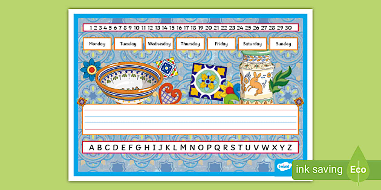 Spanish Talavera Desk Mat (teacher made) - Twinkl