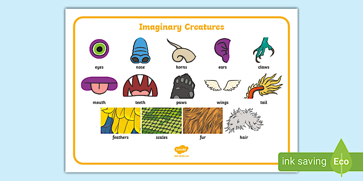Editable Imaginary Creatures Word Mat (teacher made)