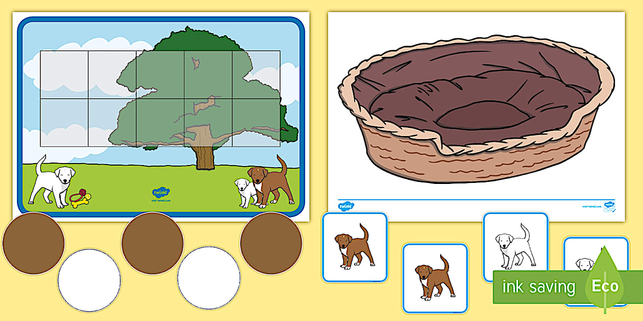 Counting Puppies Ten-Frame Addition Activity Pack - Twinkl