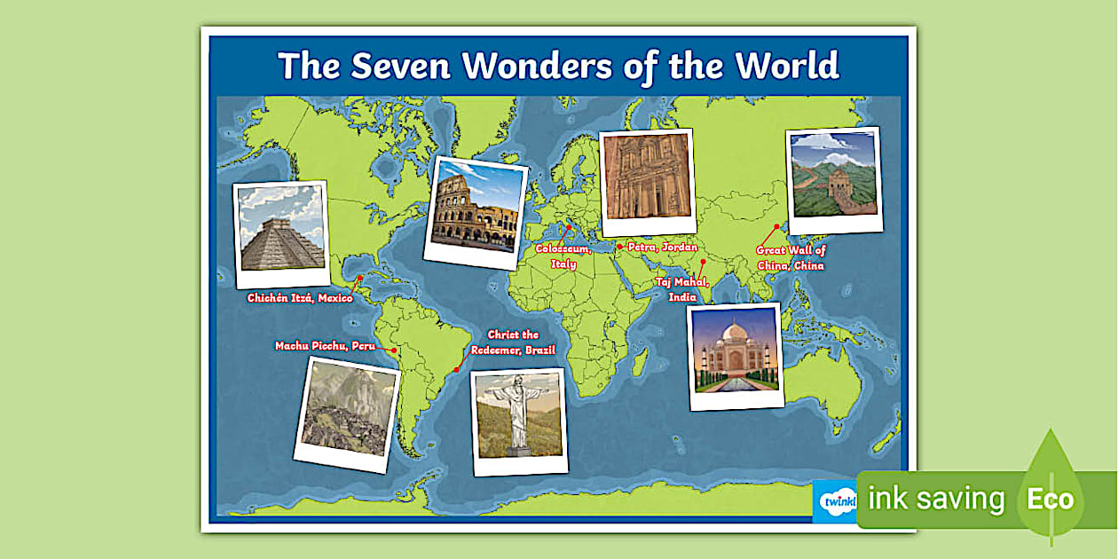 Seven Wonders of the World Landmark Map - Geography - KS2
