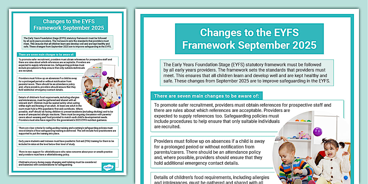 Changes to the EYFS Framework September 2025 | Twinkl