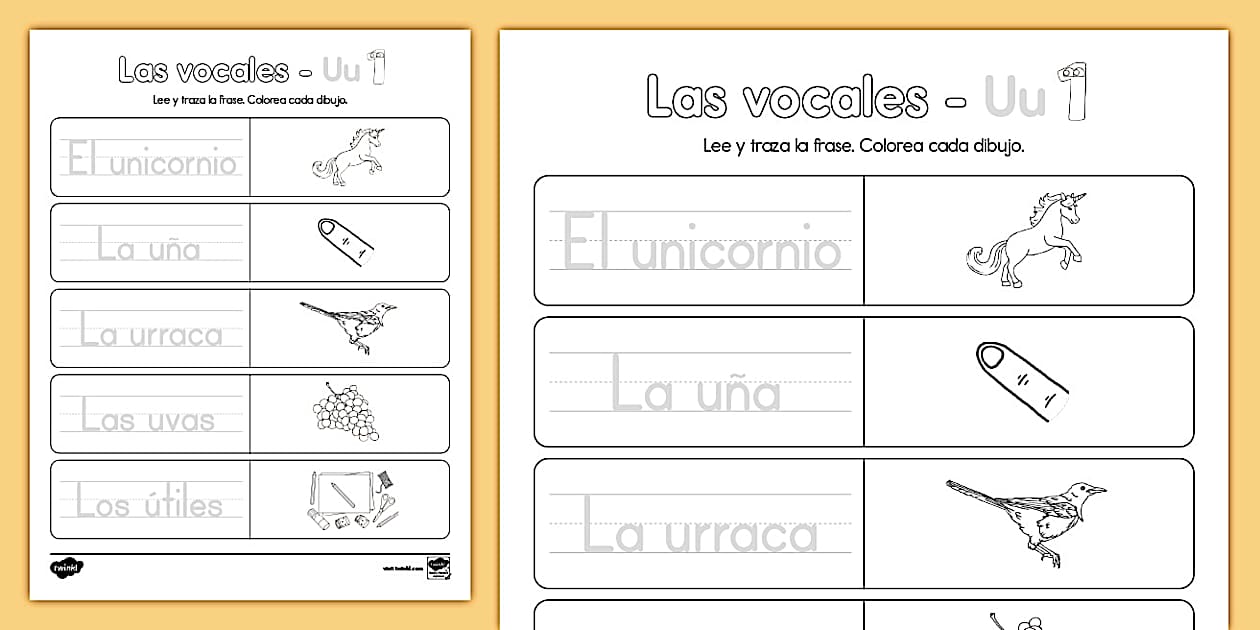 Actividades para la vocal U / Twinkl USA (Teacher-Made)