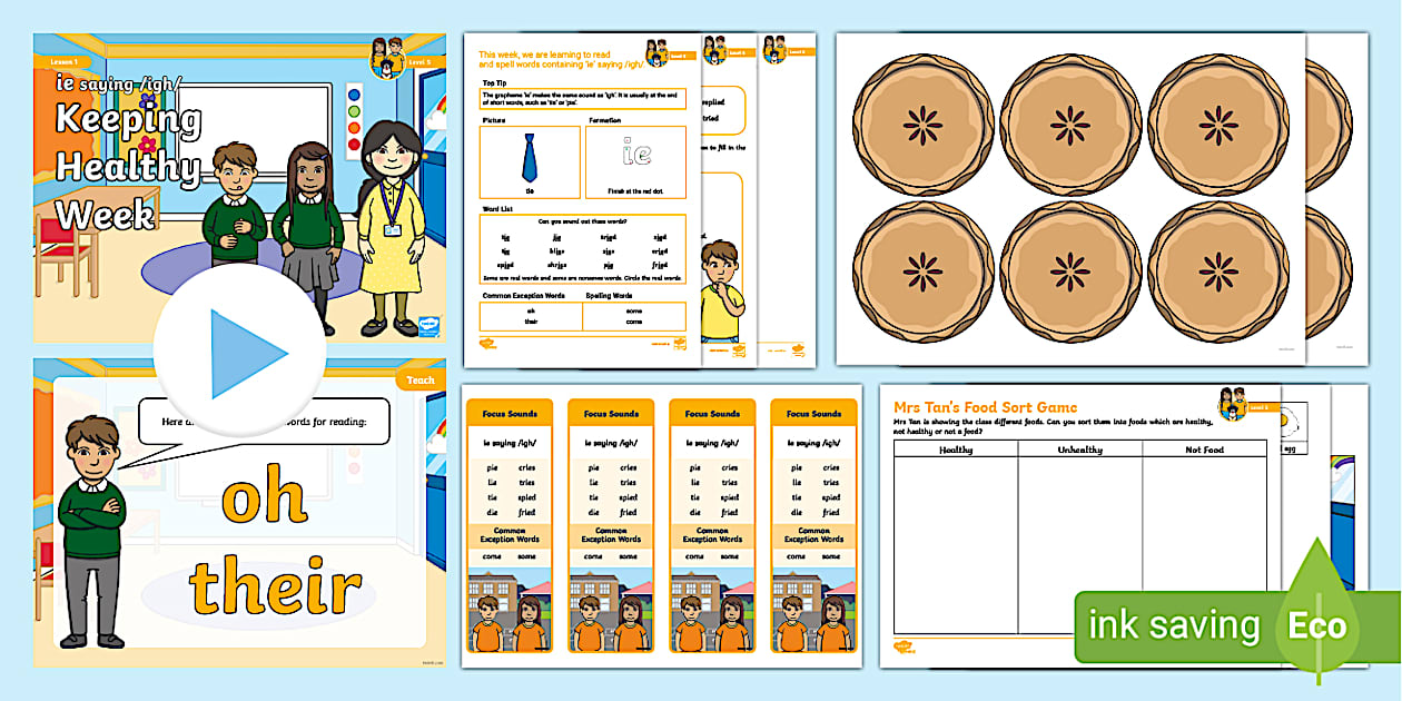 'ie' saying /igh/ Phonics Lesson Pack - Level 5 Week 3 Lesson 1