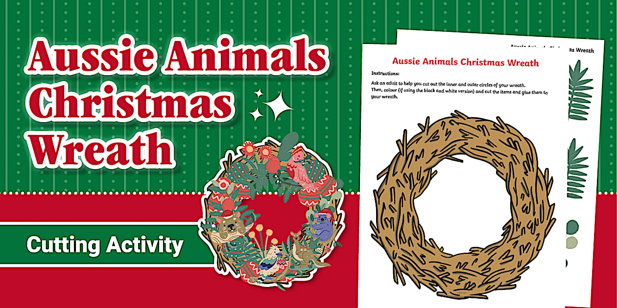Aussie Animals Christmas Wreath Cutting Activity