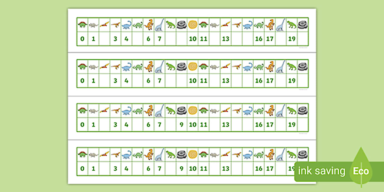 Dinosaur-Themed Missing 1 -20 Number Track (teacher made)