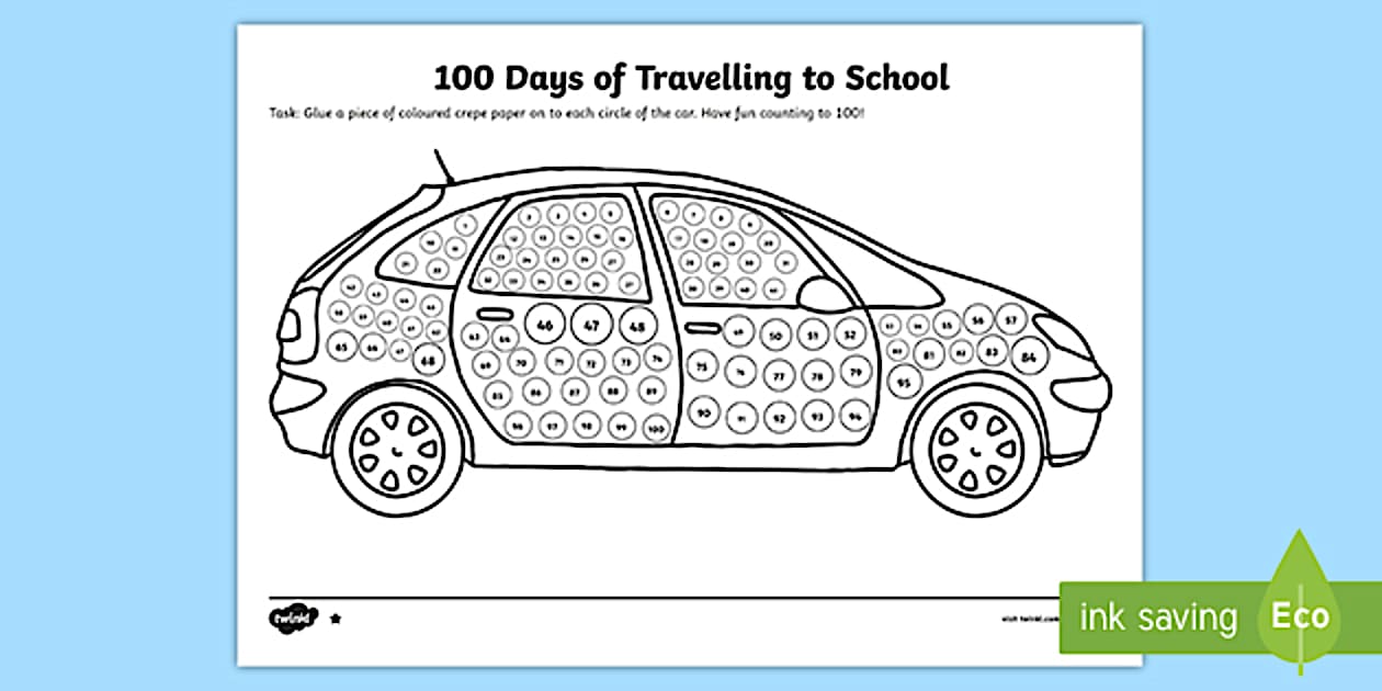 TAS 100 Days of Travelling to School Cut and Stick Activity