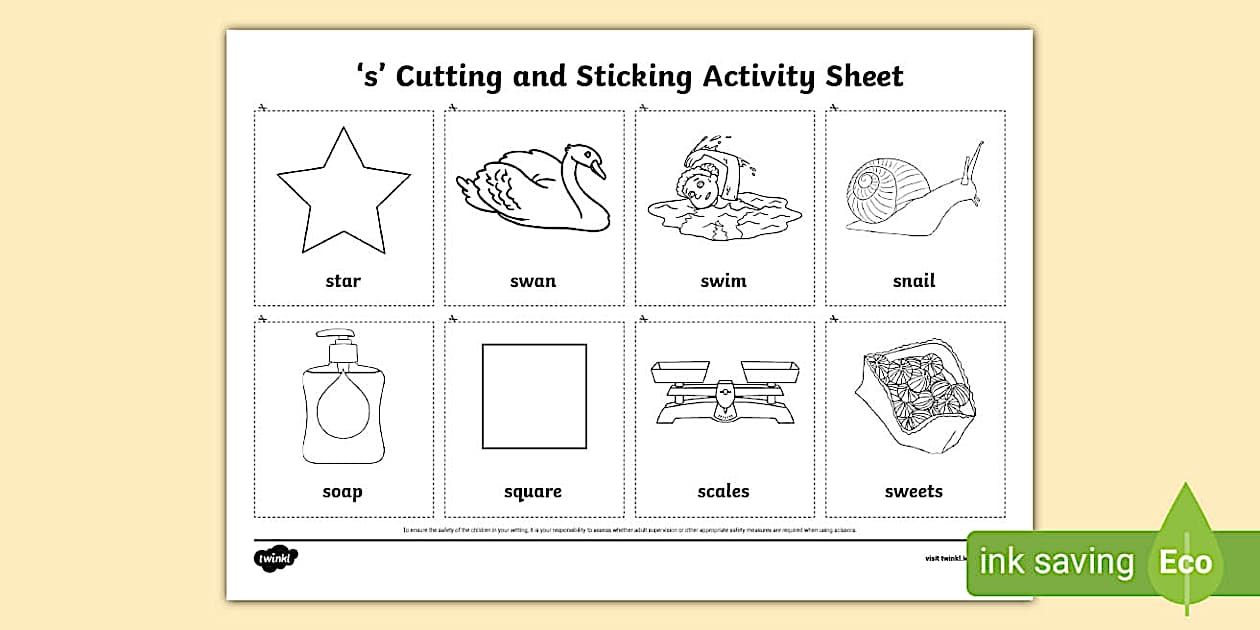 's' Cutting and Sticking Activities (teacher made) - Twinkl