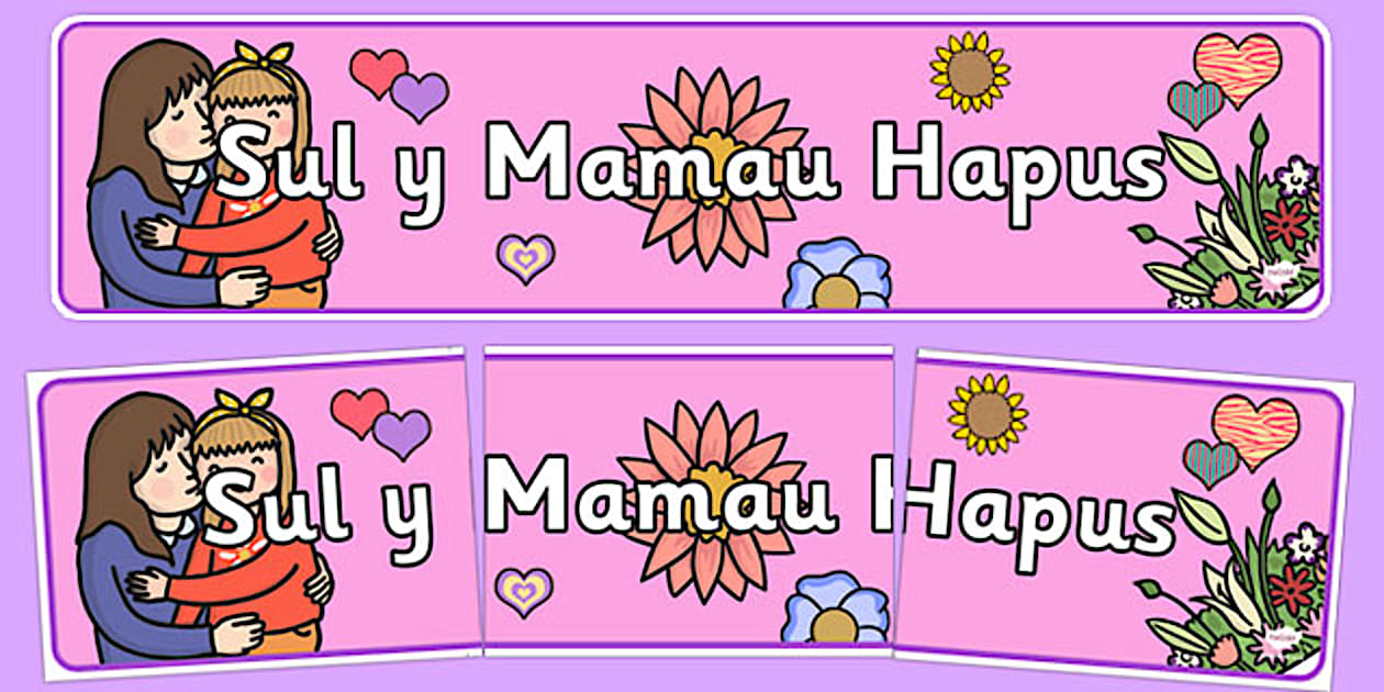 Precursive Baner Sul y Mamau Hapus (teacher made) - Twinkl