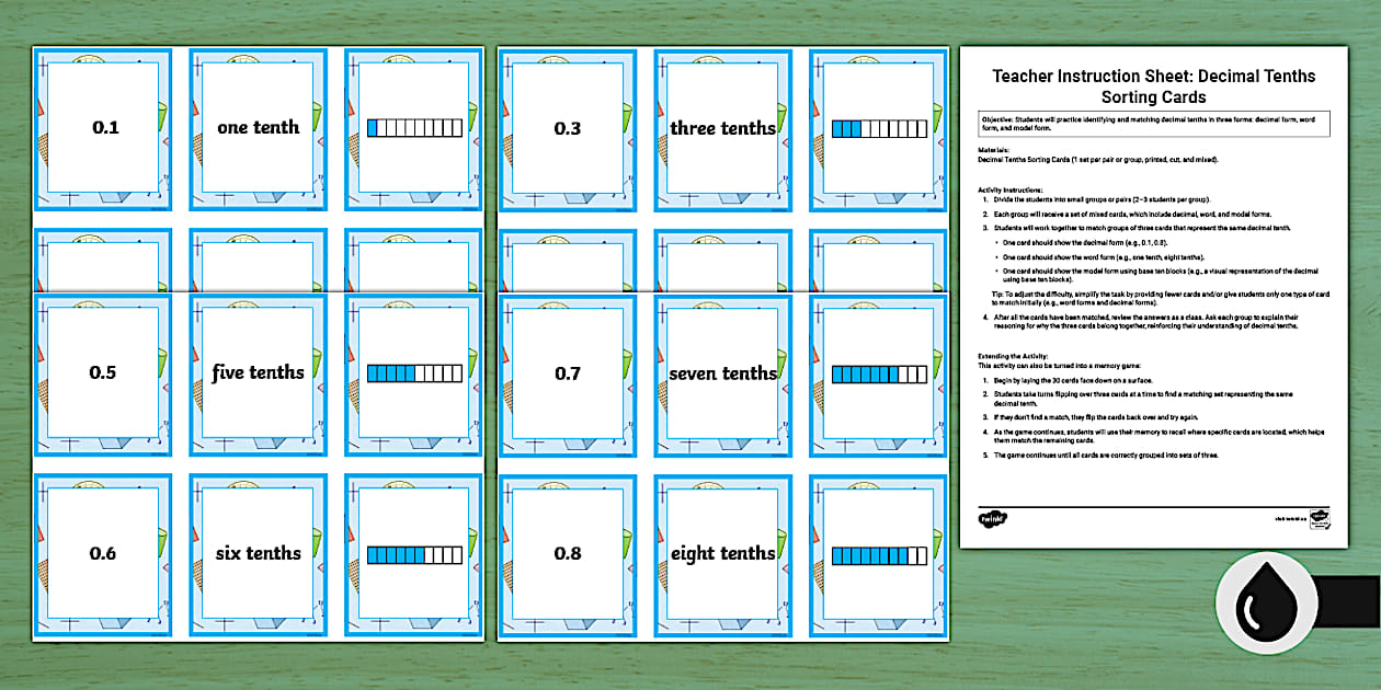 Decimal Tenths Sorting Cards (teacher made) - Twinkl