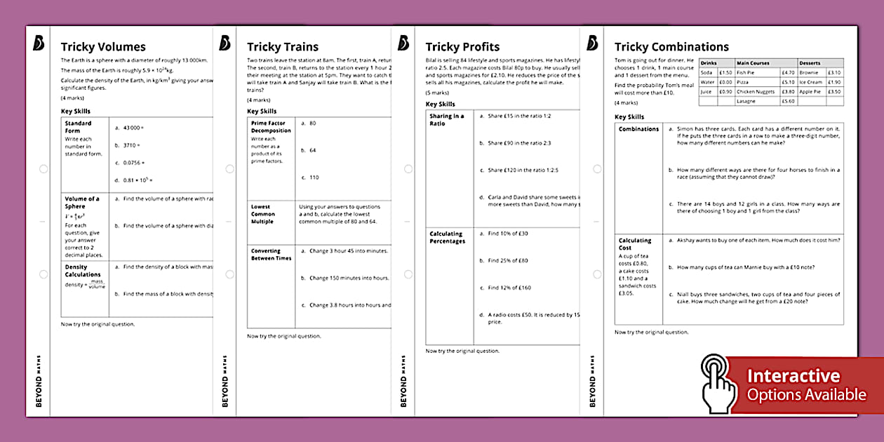Number Problem-Solving Worksheets | KS4 Maths | Beyond