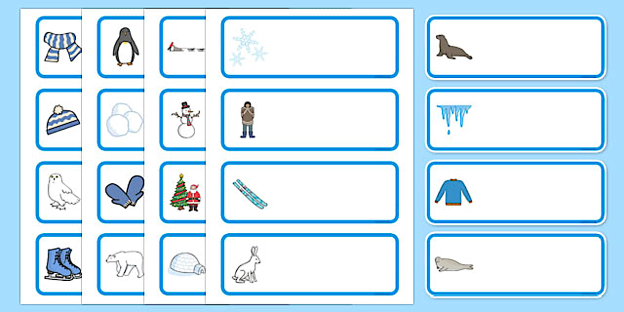 Editable Drawer - Peg - Name Labels (Winter) - Twinkl